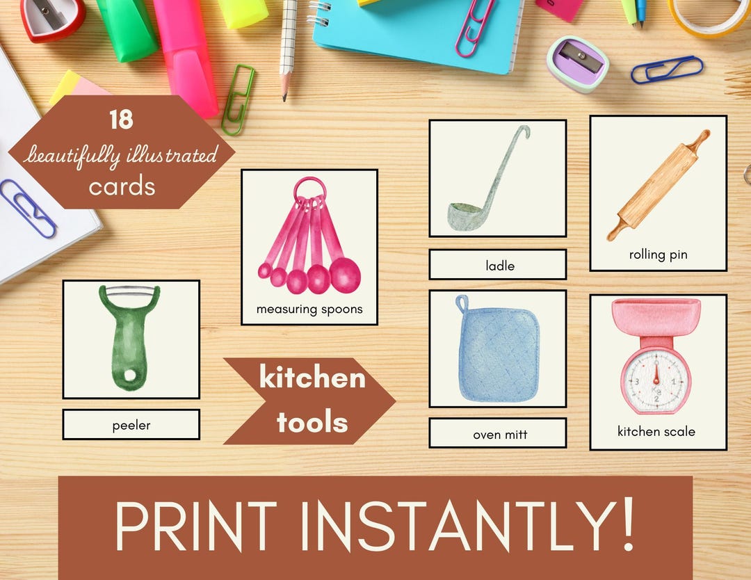 Chef's Toolkit Kitchen Utensils Montessori Three-part Matching ...