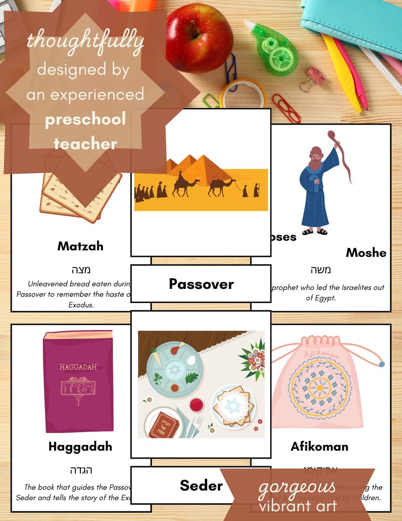 Freedom & Tradition: Passover 3-part Montessori Matching Flashcards ...