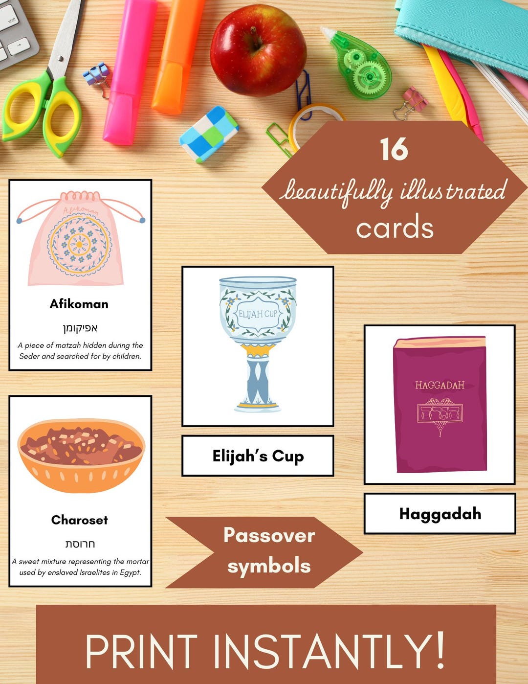 Freedom & Tradition: Passover 3-part Montessori Matching Flashcards ...