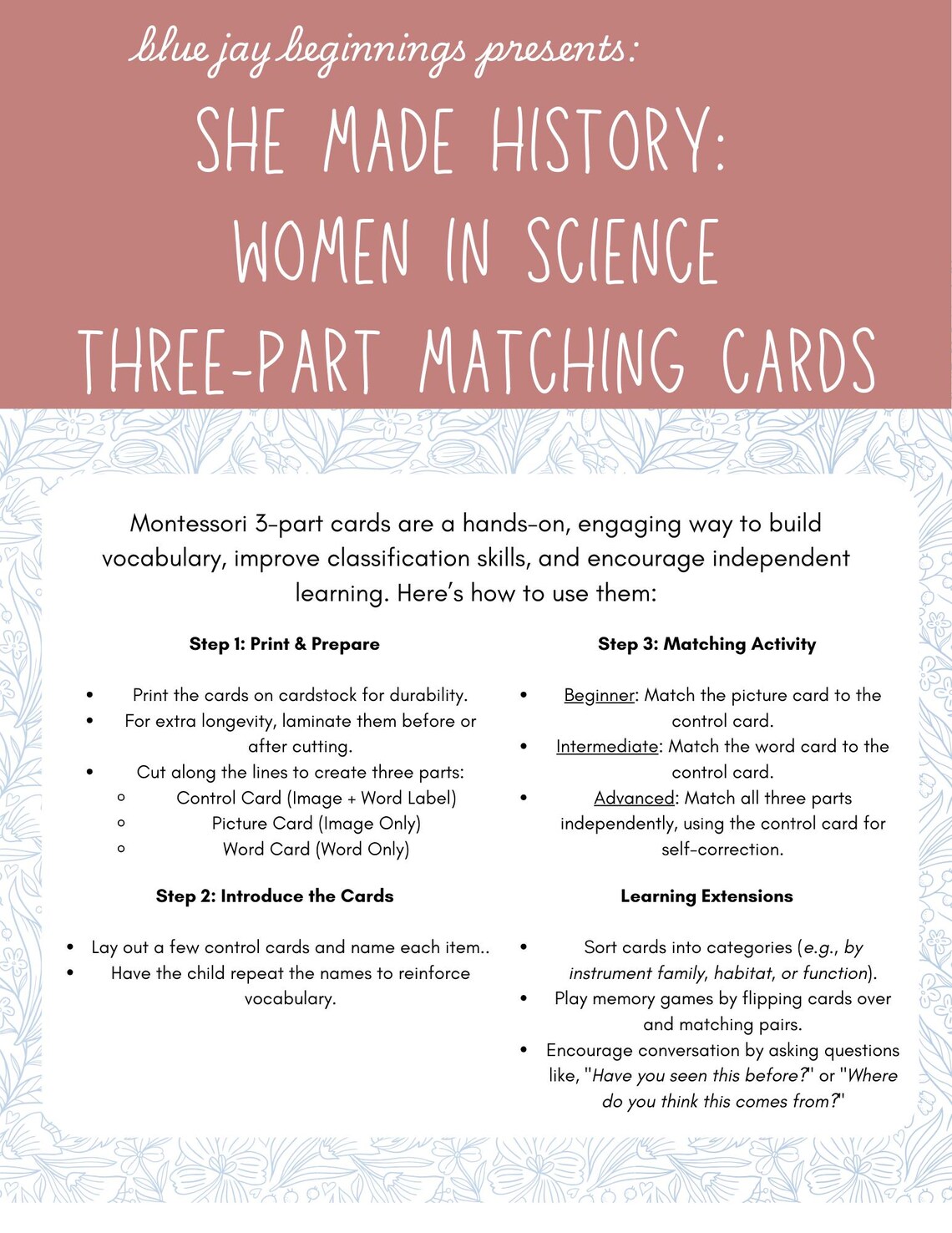Women in Science Flashcards: Montessori STEM Learning (printable PDF ...