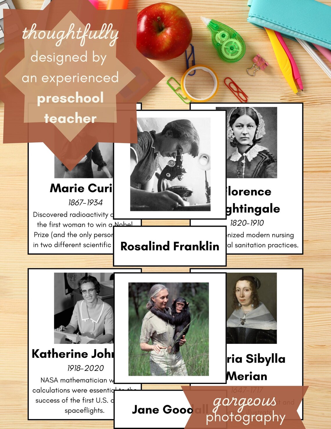 Women in Science Flashcards: Montessori STEM Learning (printable PDF ...
