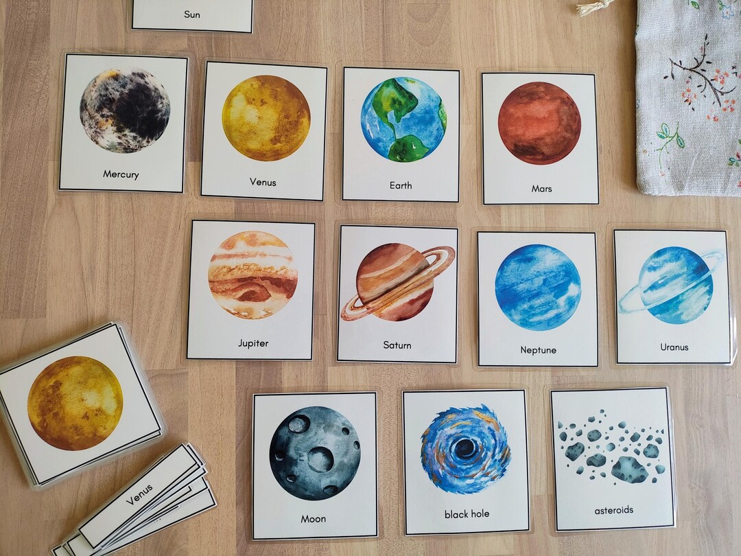 Solar System Montessori 3-part Matching Flashcards • Physical Product ...