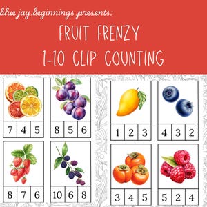 Fruit Frenzy Watercolor Clip Counting Cards – Montessori-inspired ...