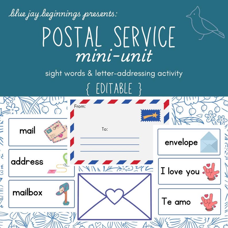 Preschool Postal Service Mini-unit | Vocabulary + Address Activity - Etsy