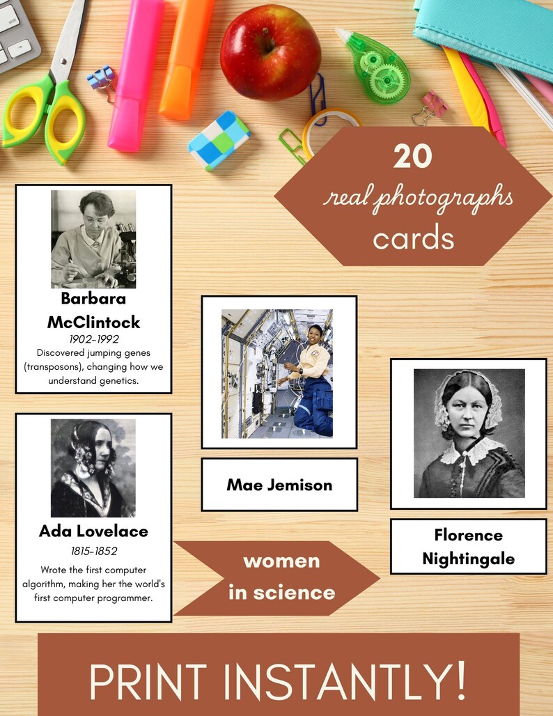 Women in Science Flashcards: Montessori STEM Learning (printable PDF ...