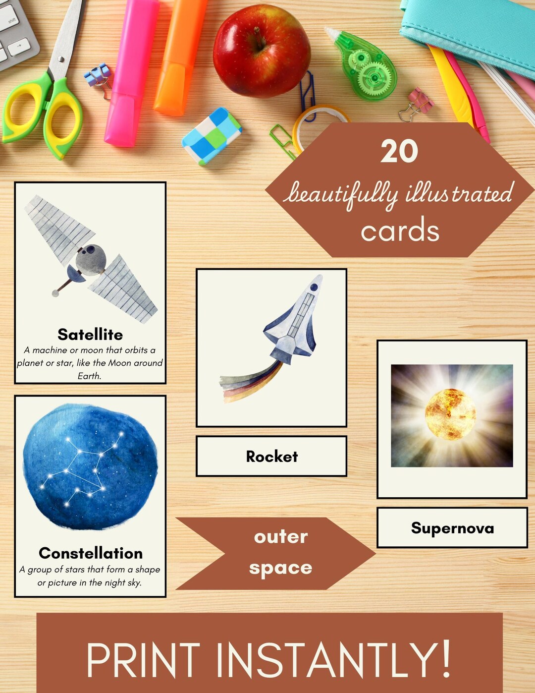 Beyond the Stars Outer Space Montessori 3-part Matching Flashcards ...