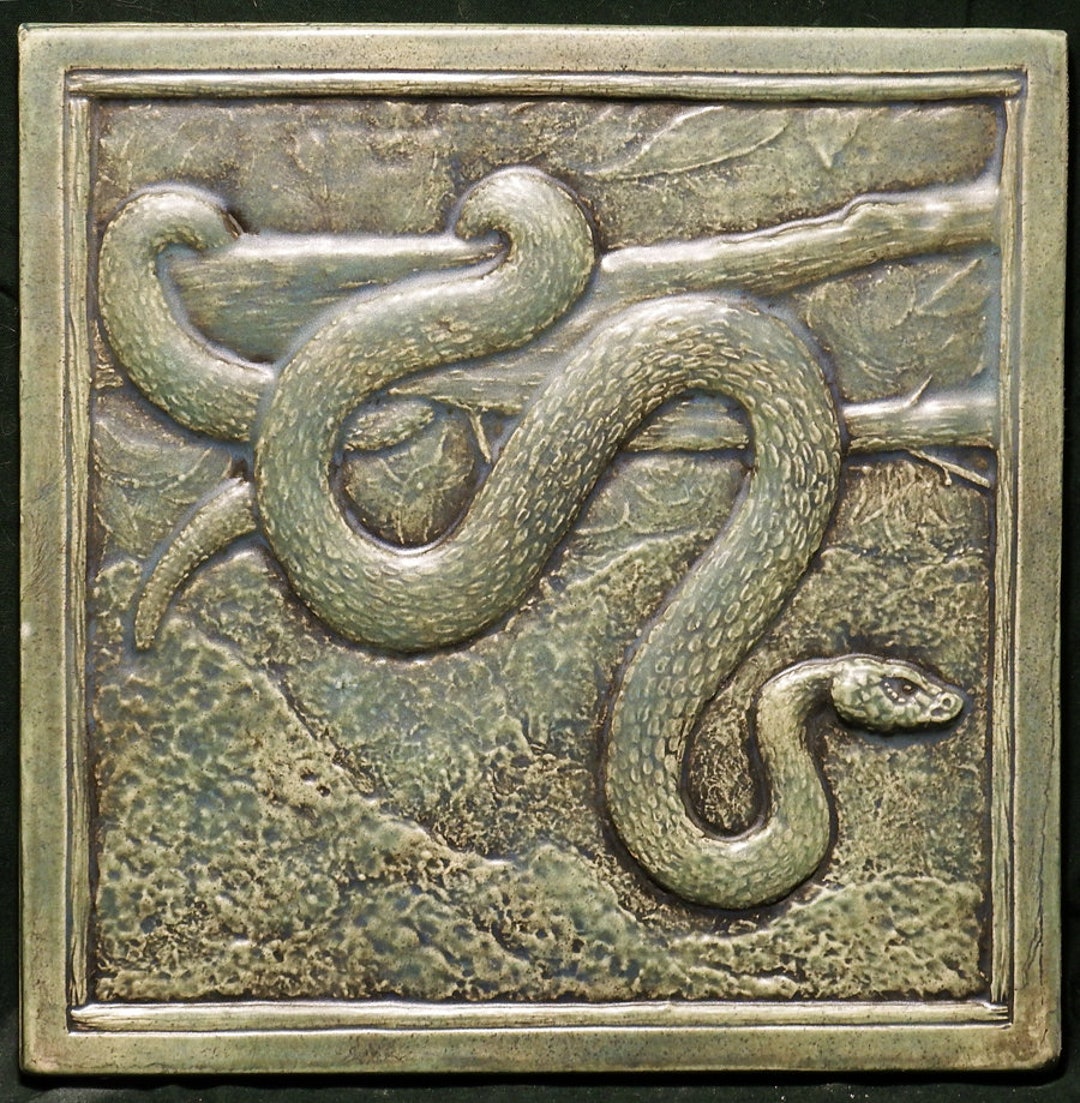Snake Relief Carved Ceramic Tile - Etsy