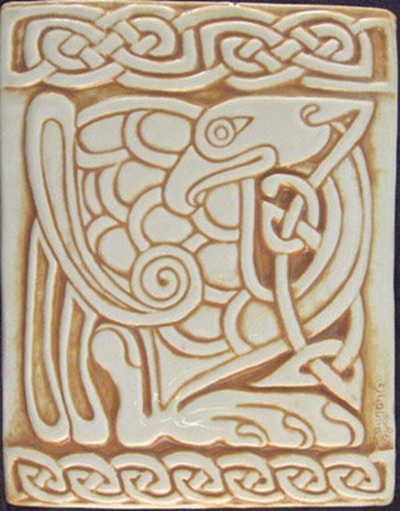 Decorative Relief Carved Ceramic Celtic Eagle Tile - Etsy