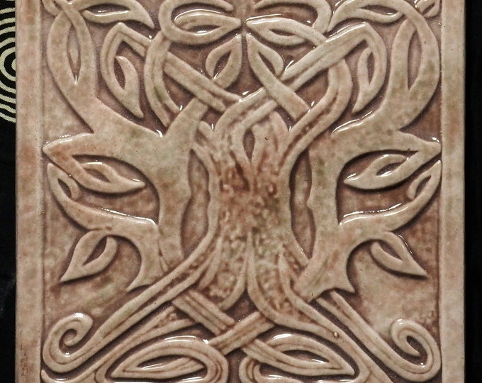 Decorative Relief Carved Ceramic Celtic Tree Tile - Etsy