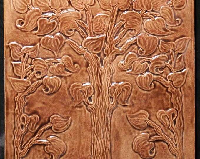 Relief Carved Ceramic Tree of Life Tile - Etsy