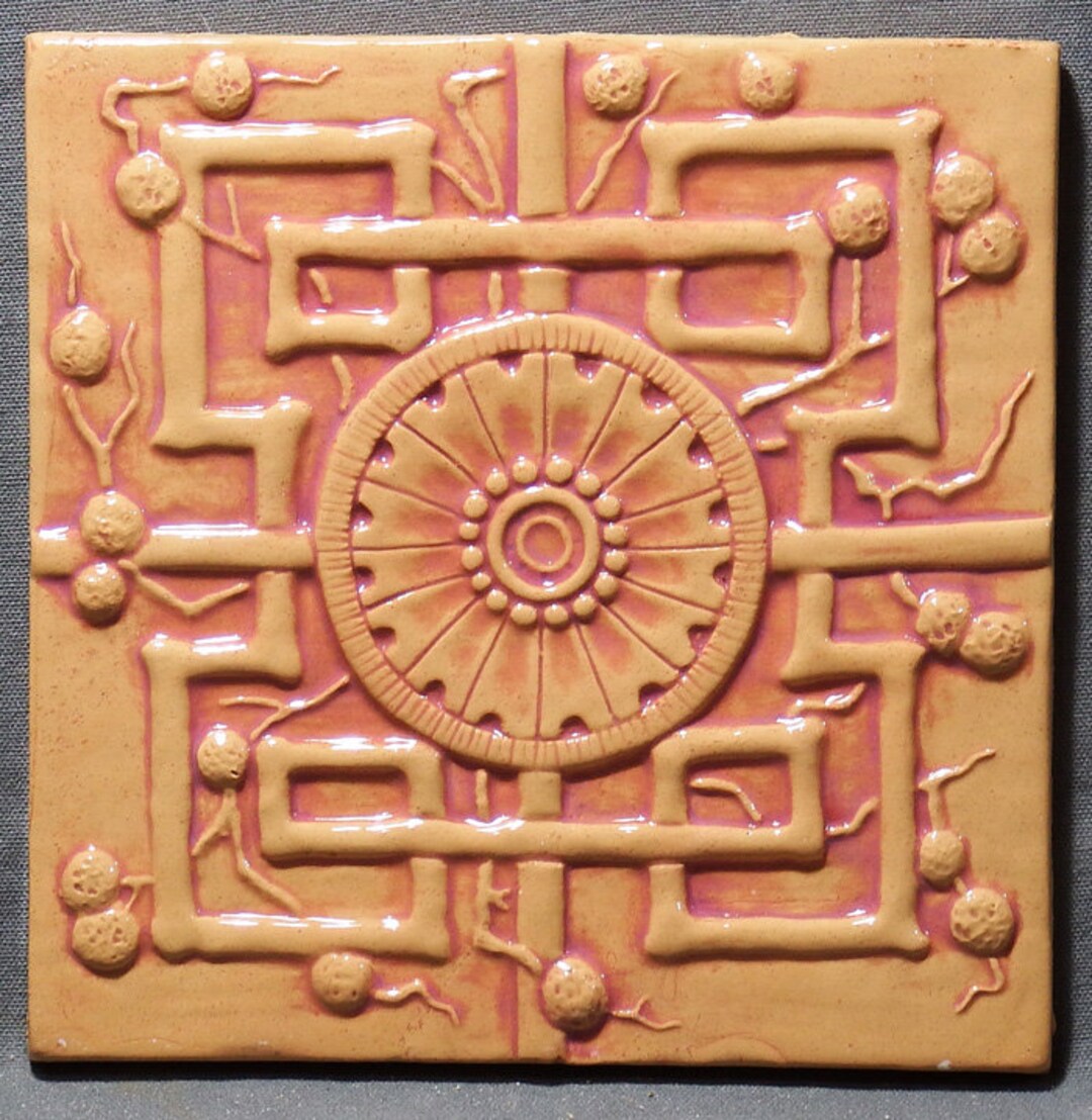 Decorative Relief Carved Ceramic Reproduction Antique Floral Tile - Etsy