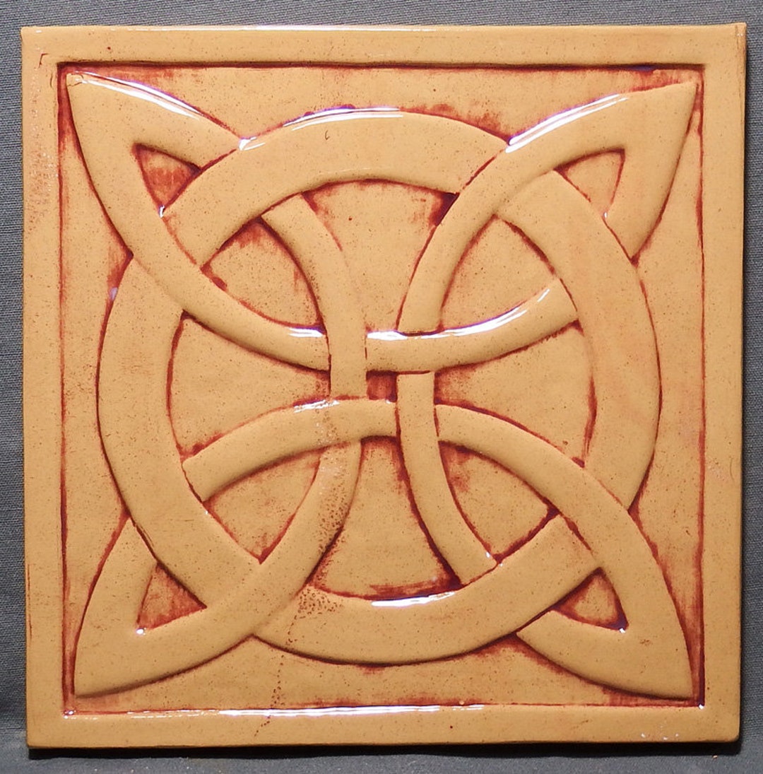 Celtic Knot Relief Carved Ceramic Tile - Etsy