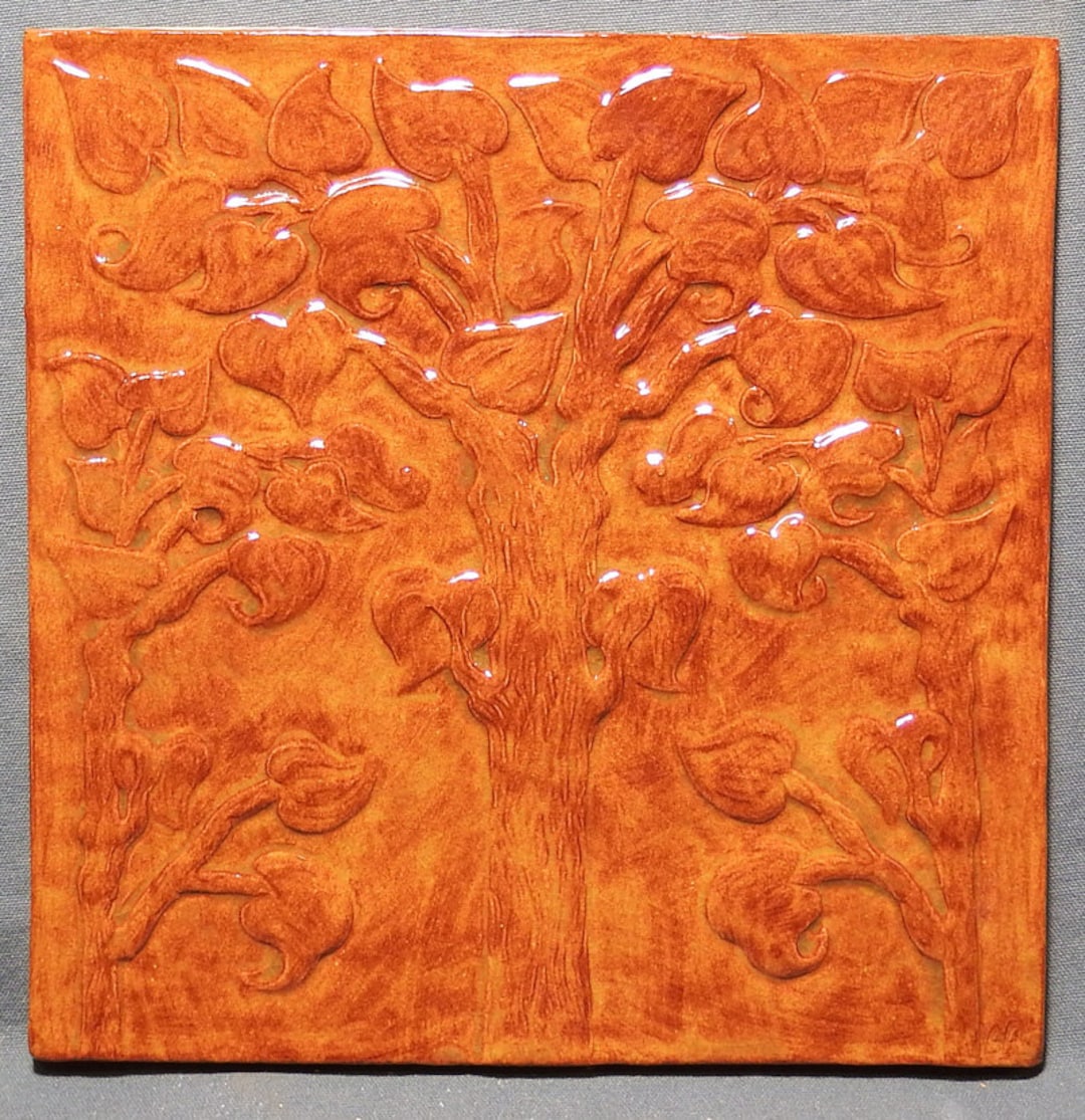 Relief Carved Ceramic Tree of Life Tile - Etsy