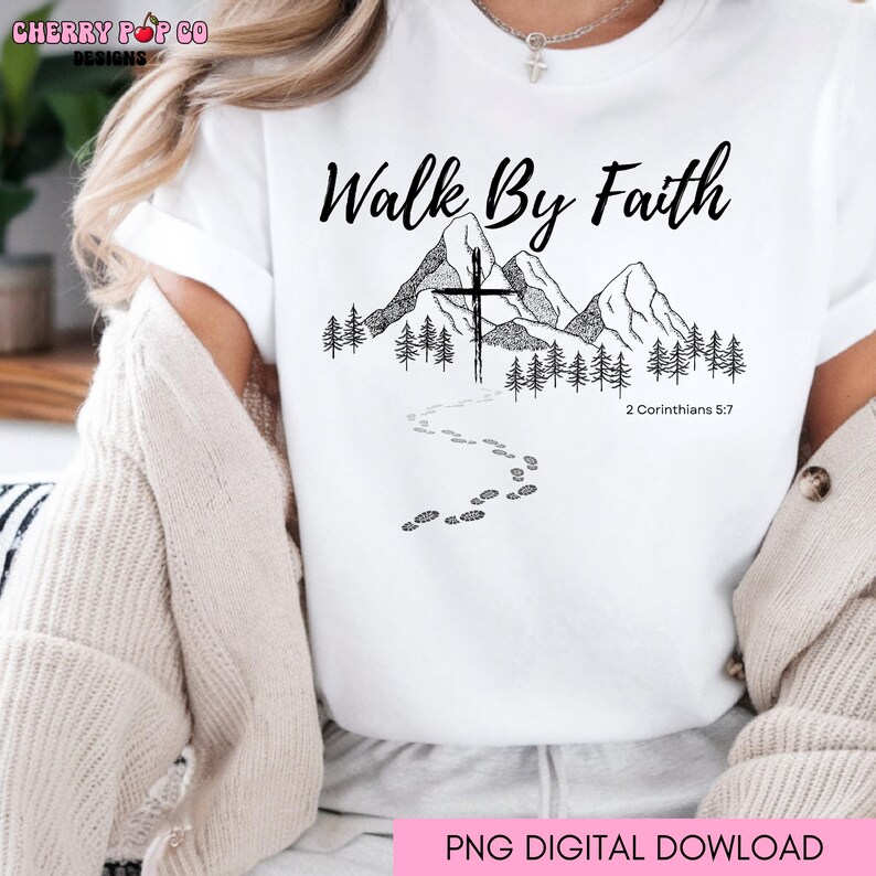 Walk by Faith Bible Verse Affirmation PNG, Christian Quote SVG ...