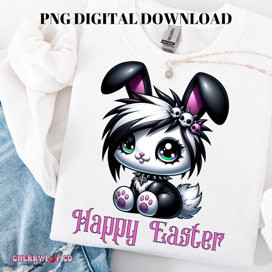 Gothic Easter Bunny PNG, Goth Bunny With Skulls, Dark Aesthetic Easter ...