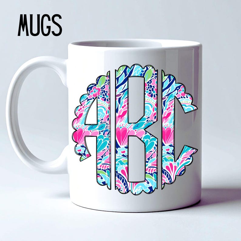 Preppy Floral Scallop Monogram Letters PNG, Alphabet Set Digital ...