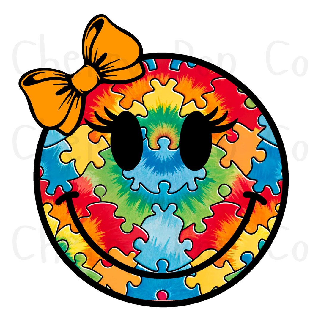 Retro Happy Face Autism Awareness Print Sublimation T-shirt Design PNG ...