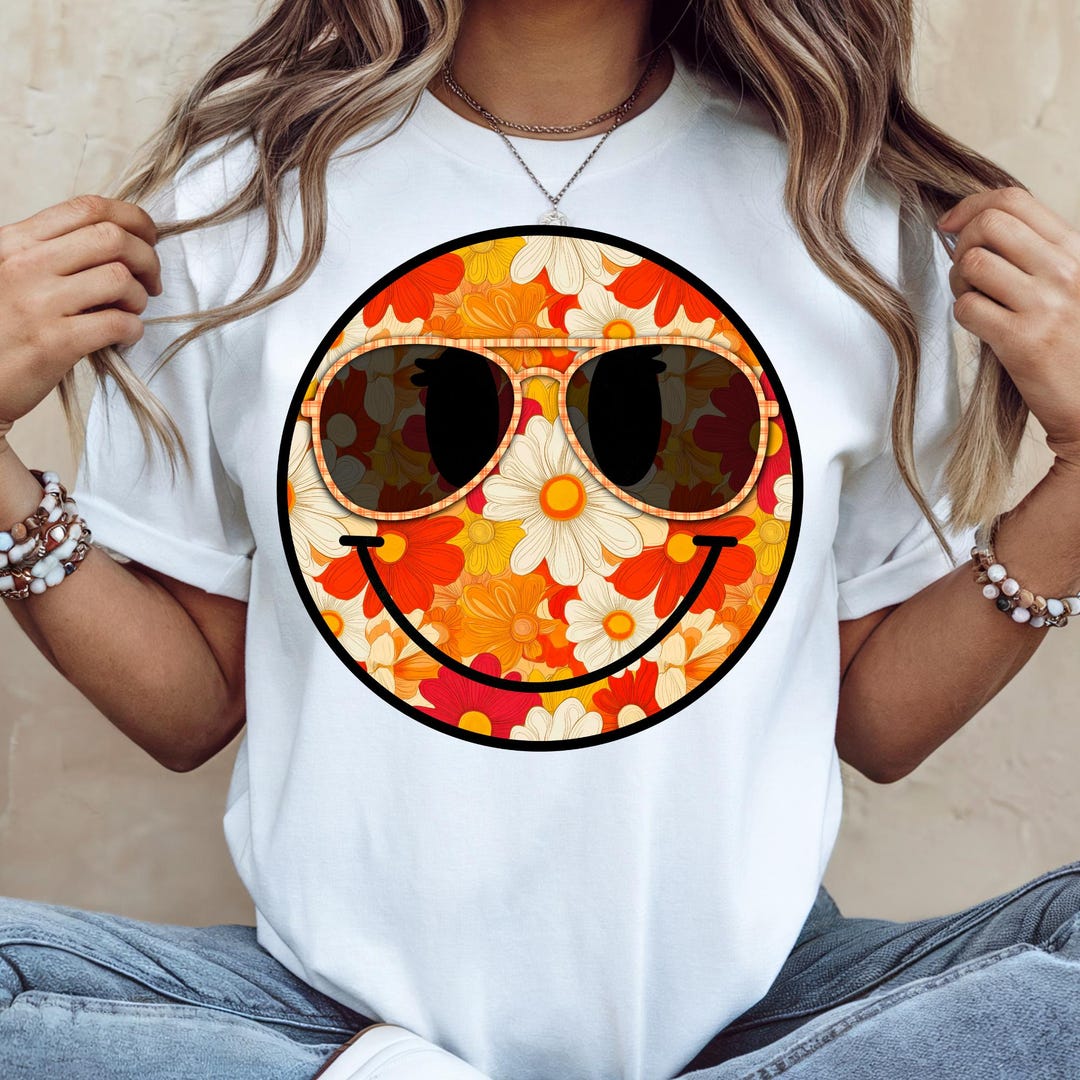 Daisy Smiley Face Png, Floral Smiley Face, Distressed Smiley Face ...
