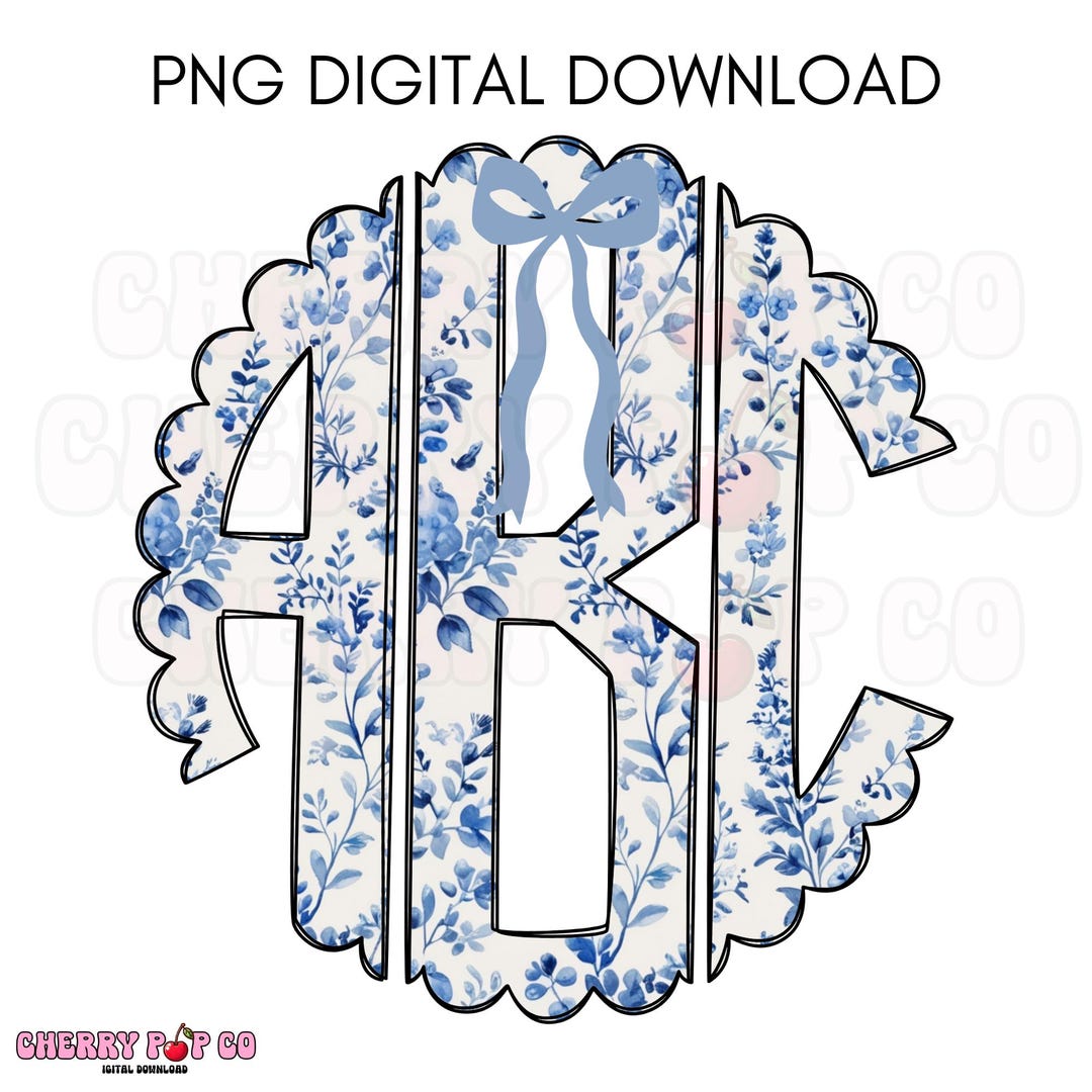 Scalloped Monogram Letter Set, Toile Circle Monogram Alphabet PNG ...