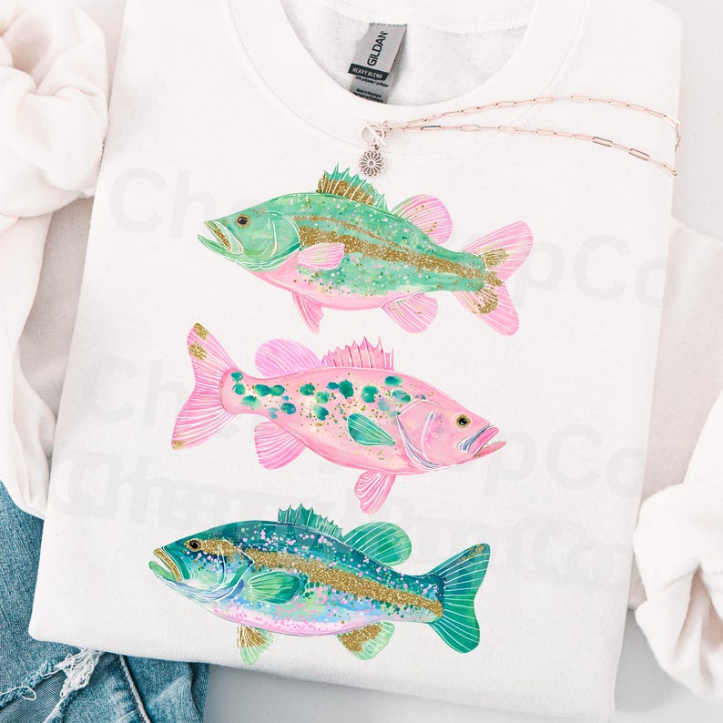 Preppy Fish PNG Bass Coastal Beach Sublimation Design Ocean Summer ...