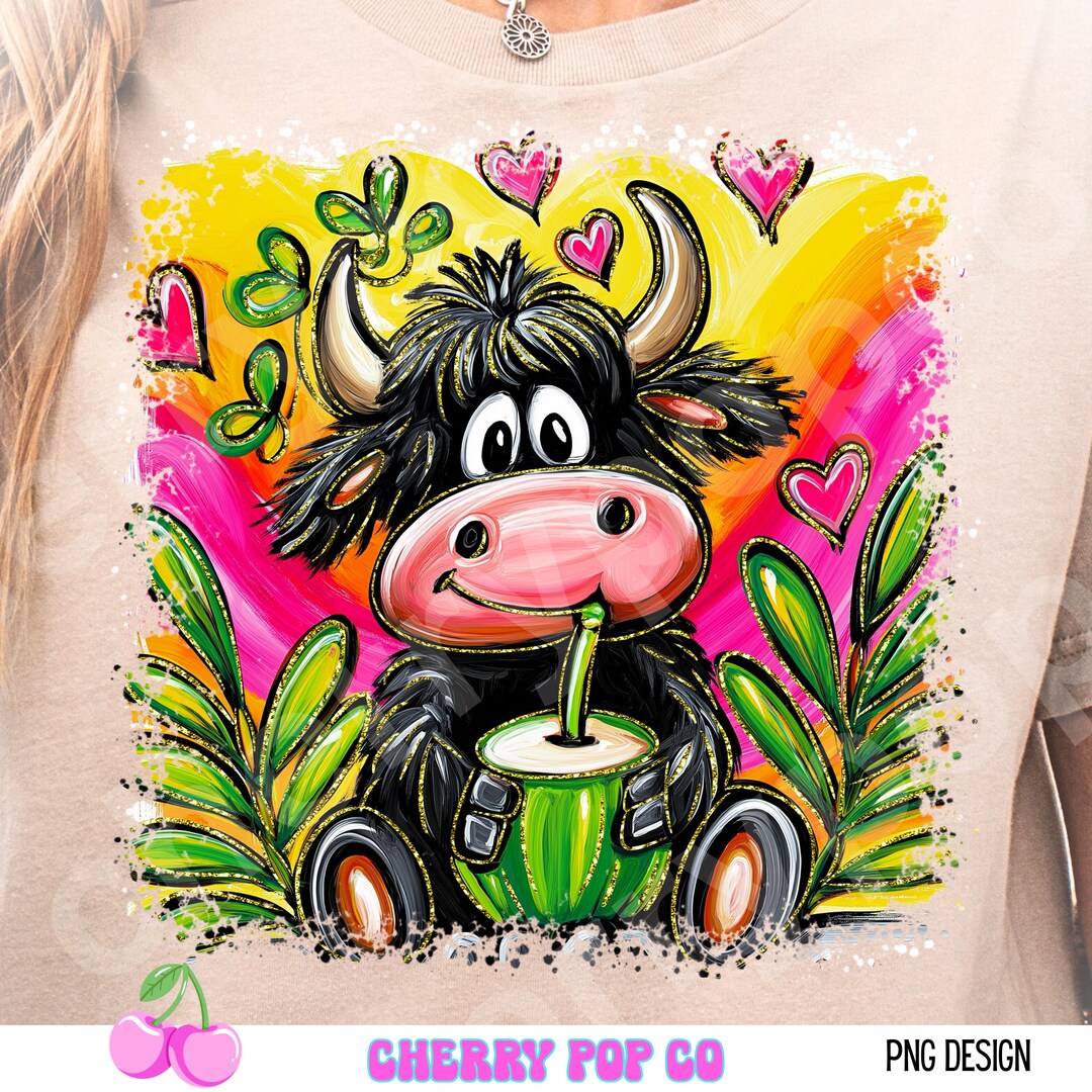 Highland Cow PNG, Preppy Cow Digital Download, Summer Sublimation - Etsy