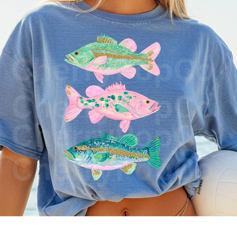 Preppy Fish PNG Bass Coastal Beach Sublimation Design Ocean Summer ...