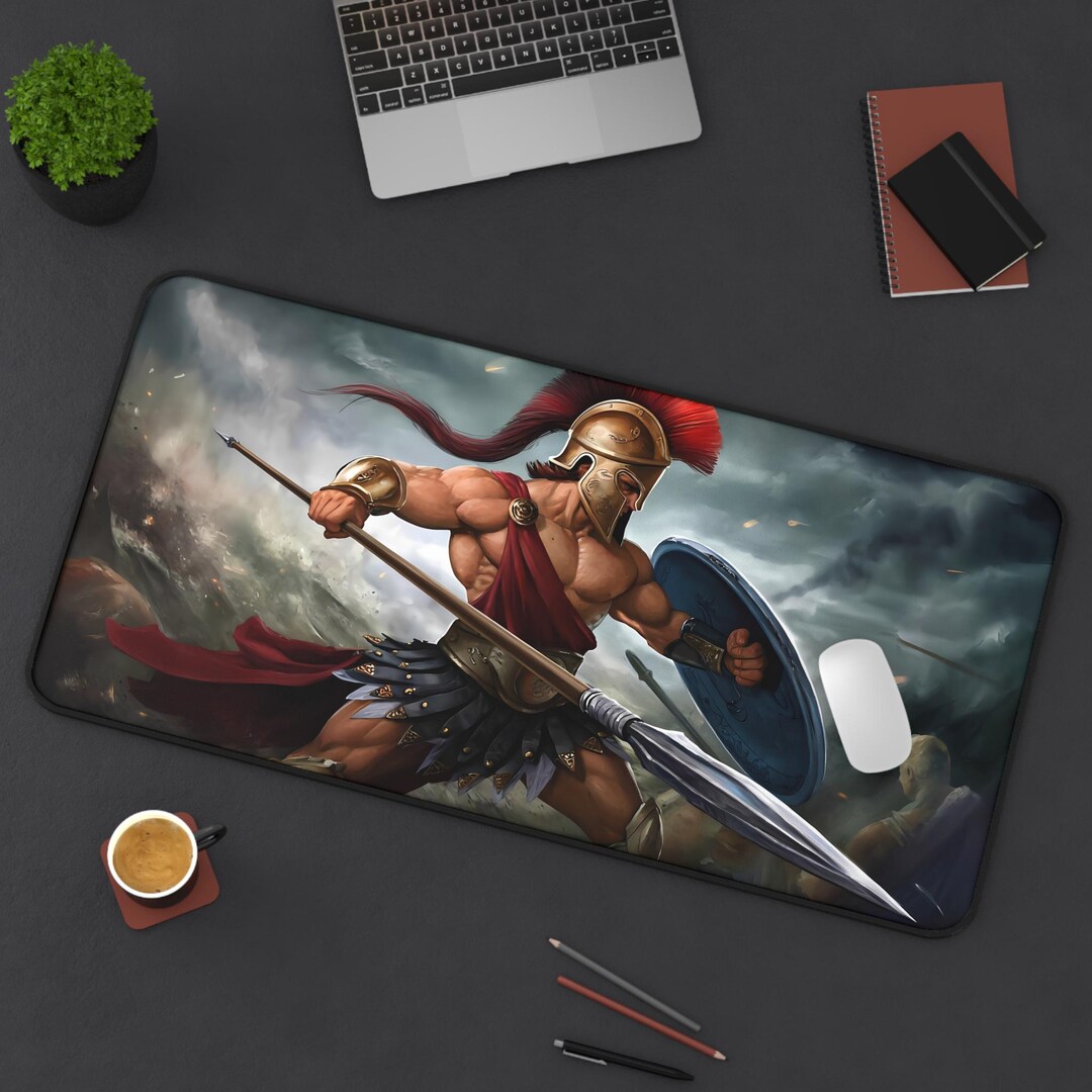 Greek Warrior Mouse Pad , Gaming Desk Pad, Office Decor, Gift for Him ...