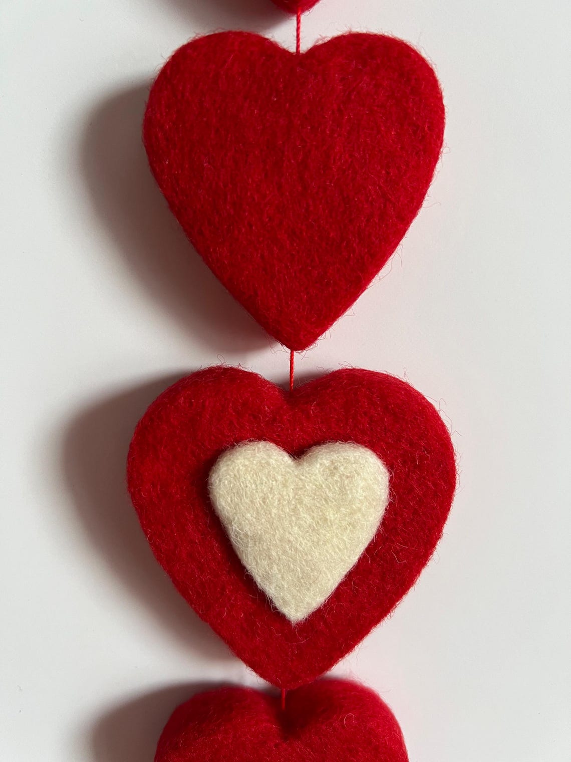 Needle Felted Vertical Heart Garland - Needle Felted - Decoration ...