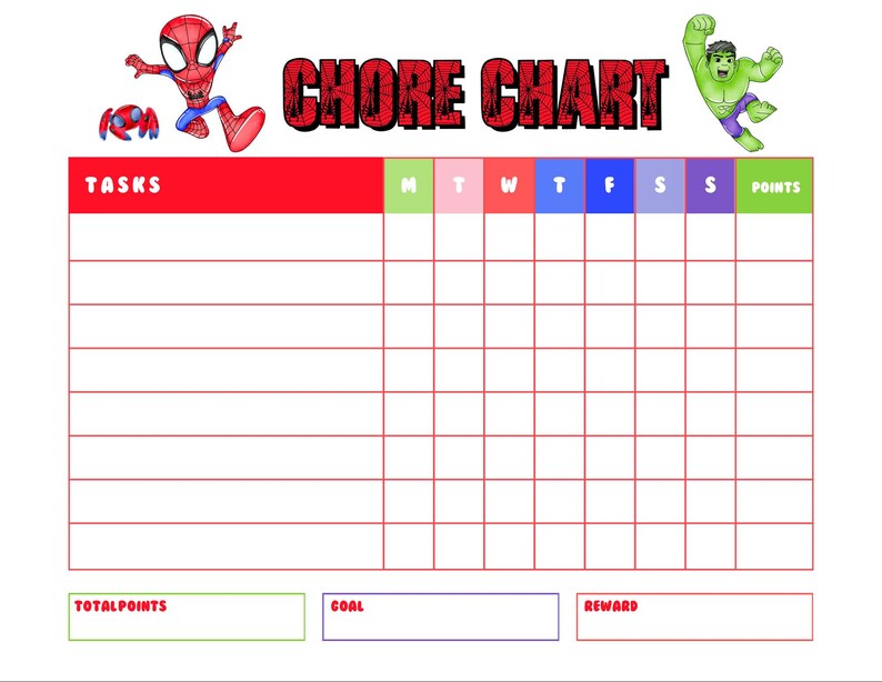 Spidey Chore Chart - Etsy