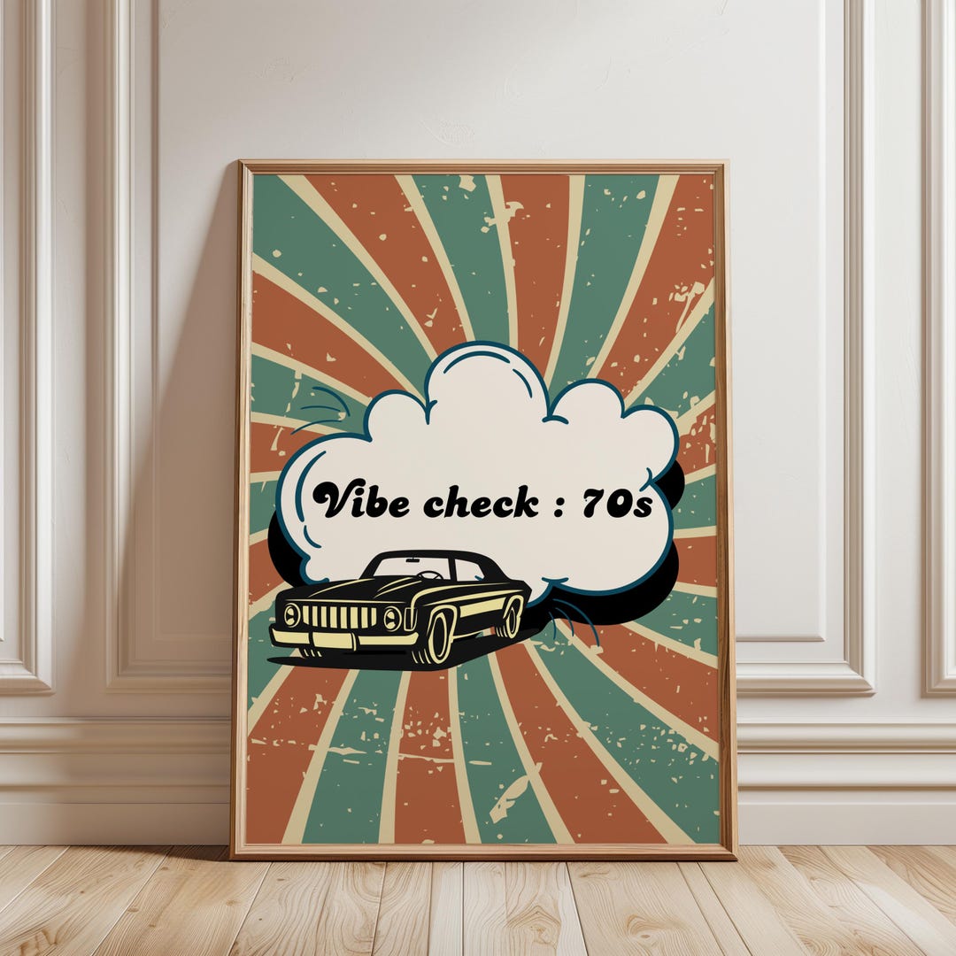 Retro 70s Art Print, Groovy Wall Decor Vintage Aesthetic Poster, Funky ...