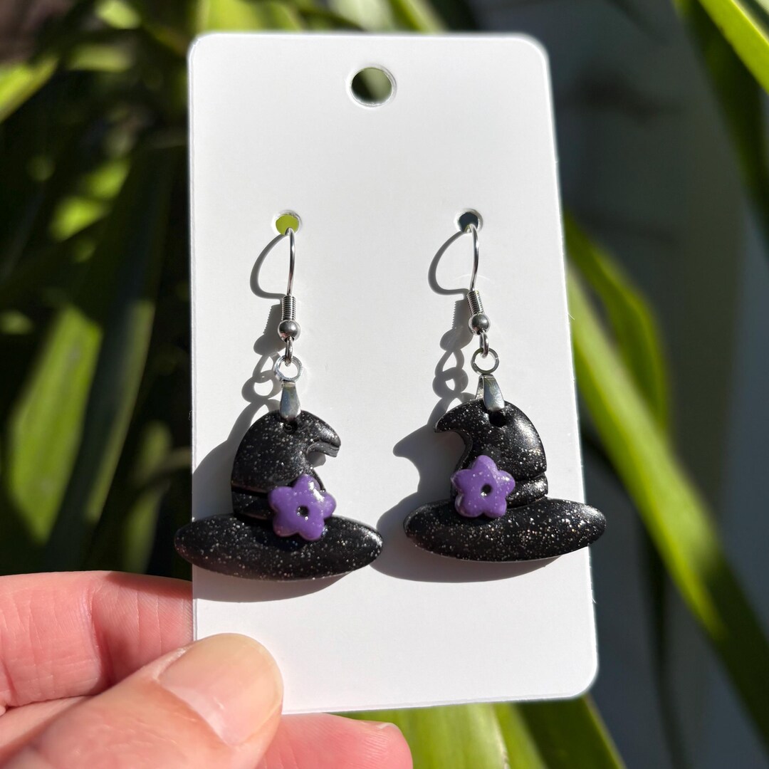 Halloween Witch Hats | Polymer Clay | Hypoallergenic Earrings - Etsy