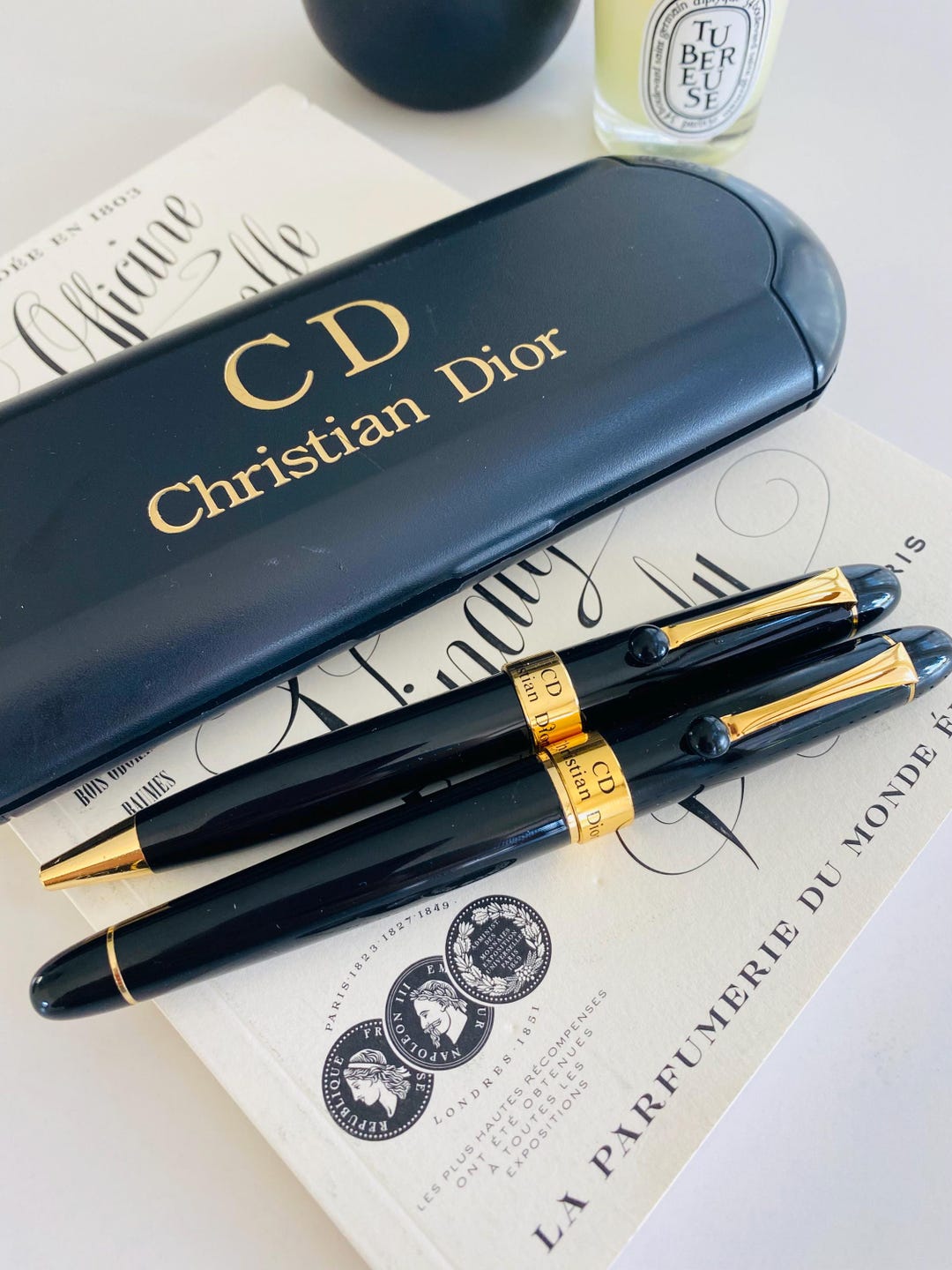 1980s: Christian Dior Pen & Fountain Pen Set Vintage – Black Lacquered ...