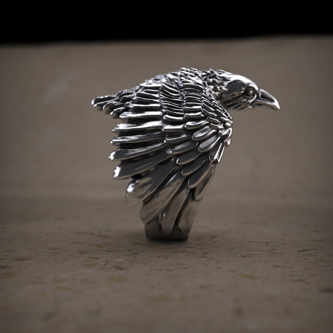 Gothic Raven Ring, Viking Crow Ring for Men, Norse Bird Jewelry, 925 ...