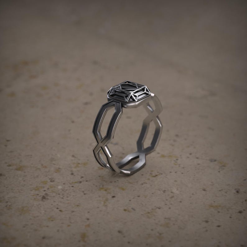 Dwarven-inspired 925 Sterling Silver Ring, Handmade Fantasy ...
