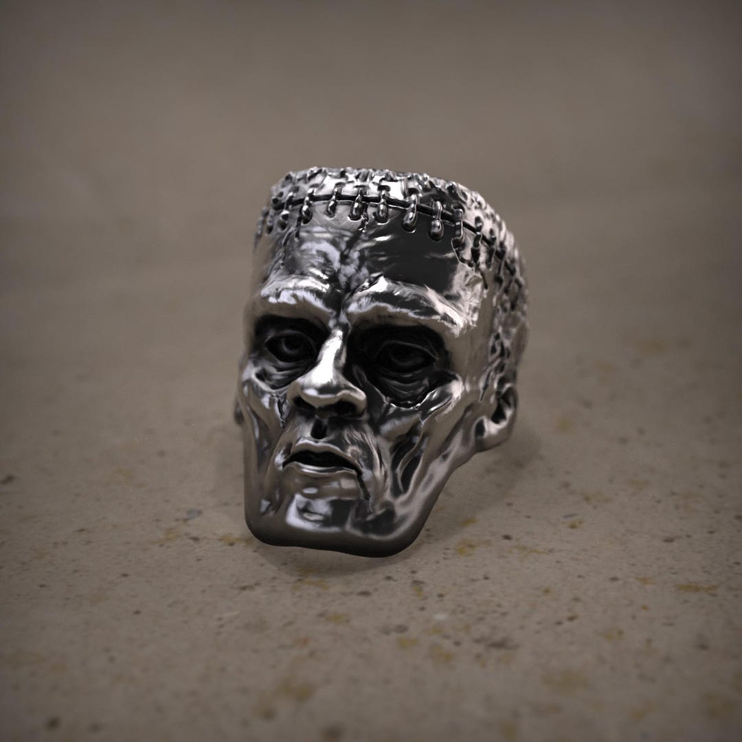 Horror Face Ring, 925 Sterling Silver Gothic Ring, Handmade Scary Mask ...