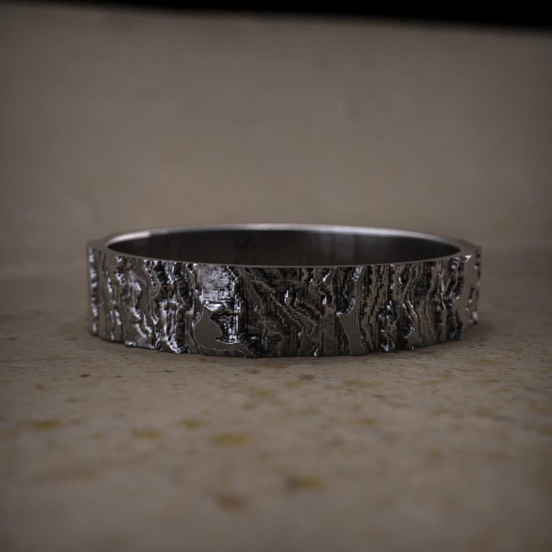 925 Sterling Silver Rustic Texture Band Ring, Organic Hammered Style ...