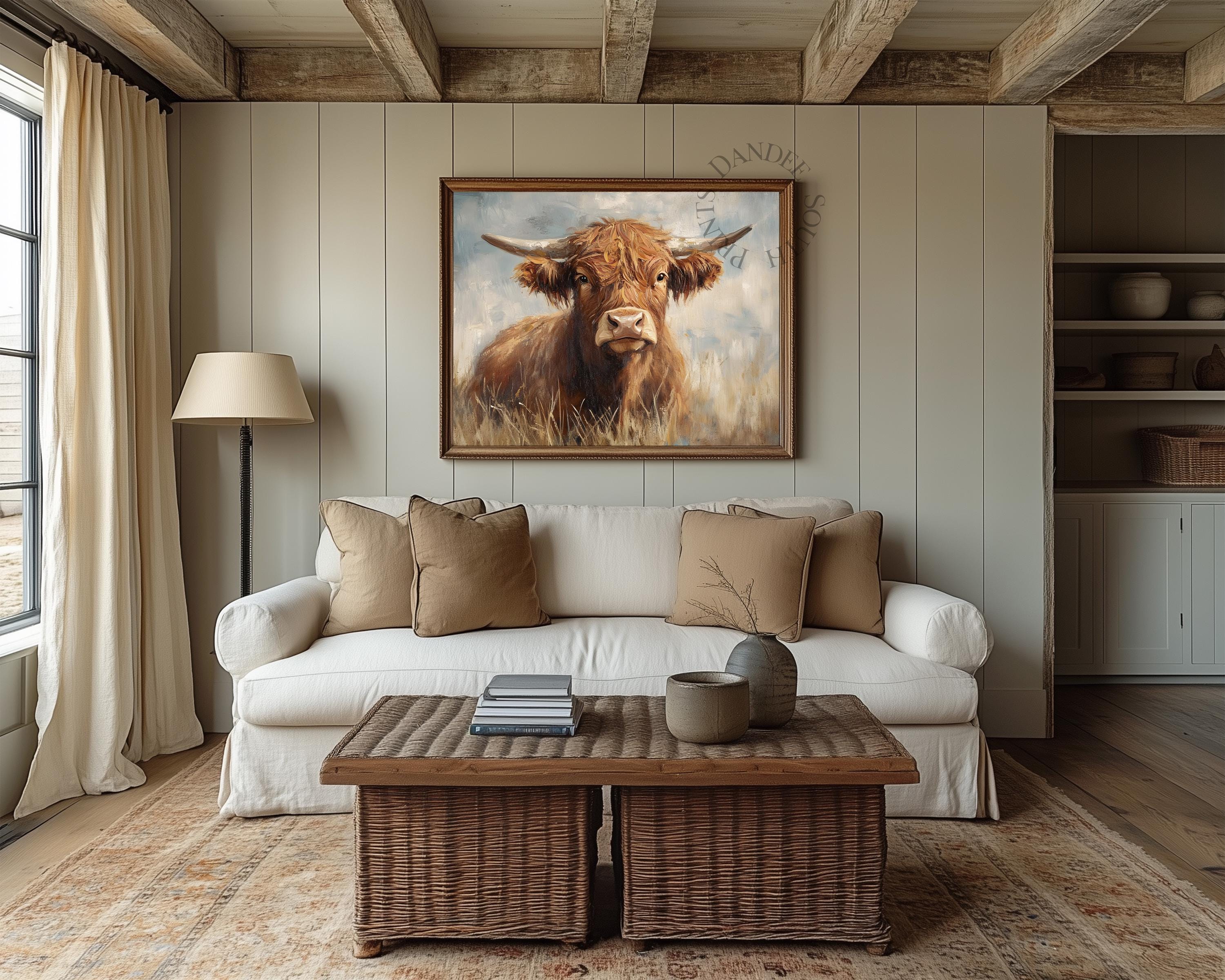 Rustic Highland Cow Digital Wall Art, Printable Farmhouse Art, Highland ...