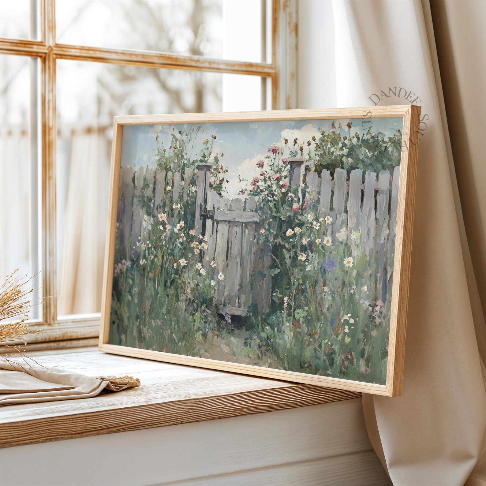 Country Garden Gate Printable Wall Art, Landscape Digital Art Print ...