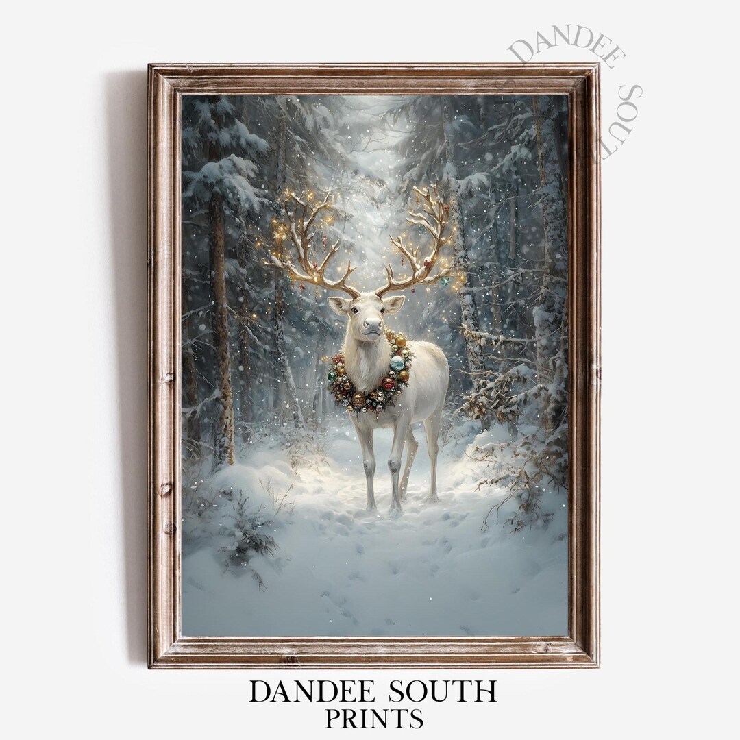 Christmas Reindeer Digital Wall Art PRINTABLE, Winter Reindeer ...