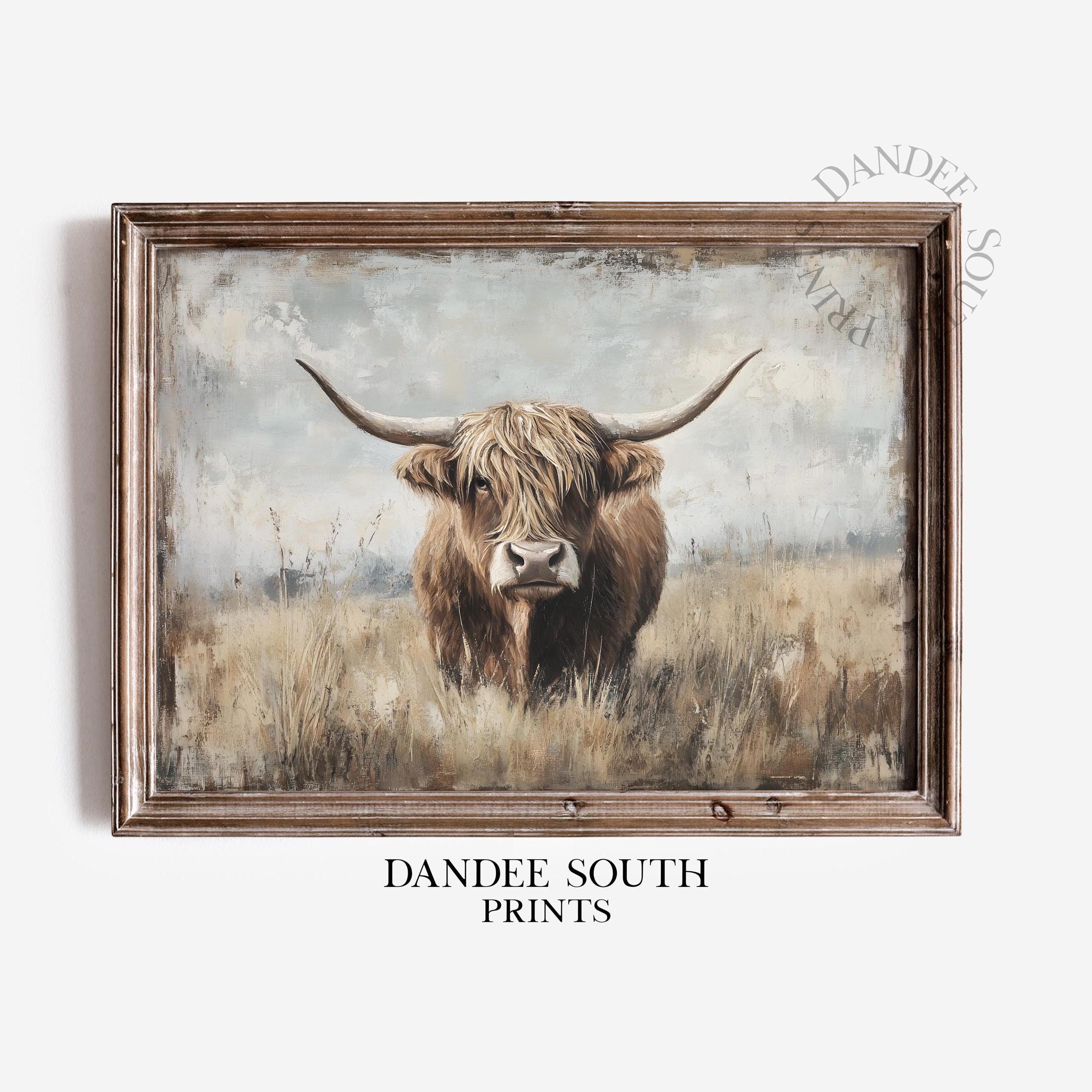 Rustic Highland Cow Digital Wall Art, Printable Farmhouse Wall Art ...