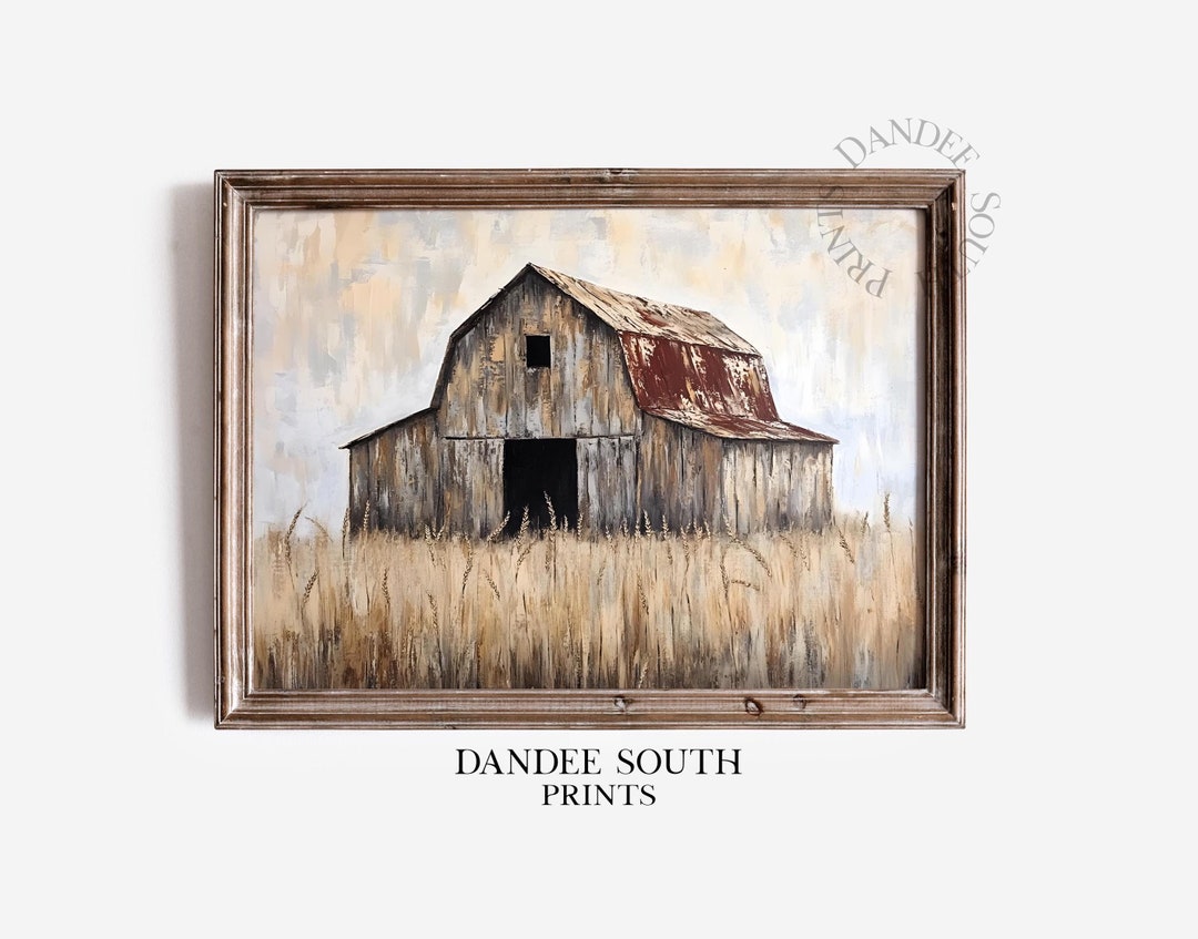 Rustic Barn Digital Wall Art, Printable Wall Art, Vintage Barn Oil ...