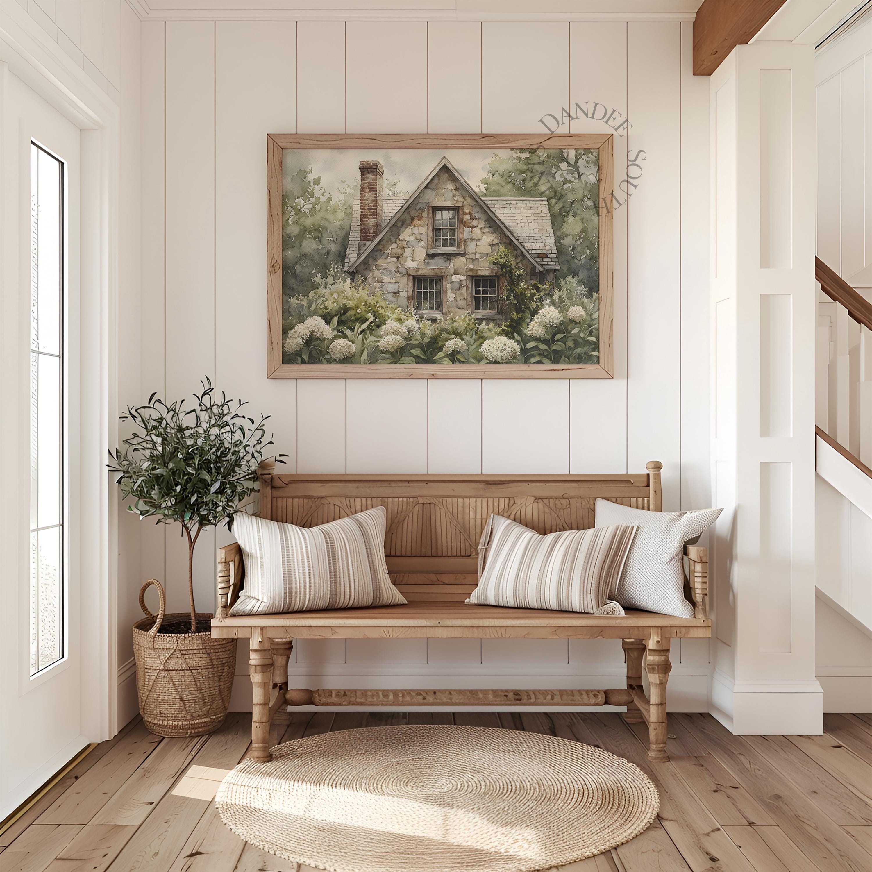 Printable Cottage Garden Wall Art, Landscape Digital Painting ...