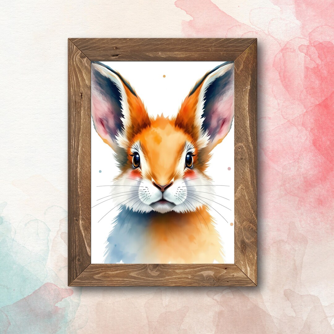 Curious Rabbit Art Print, Watercolor Animal Painting, Cute Bunny ...