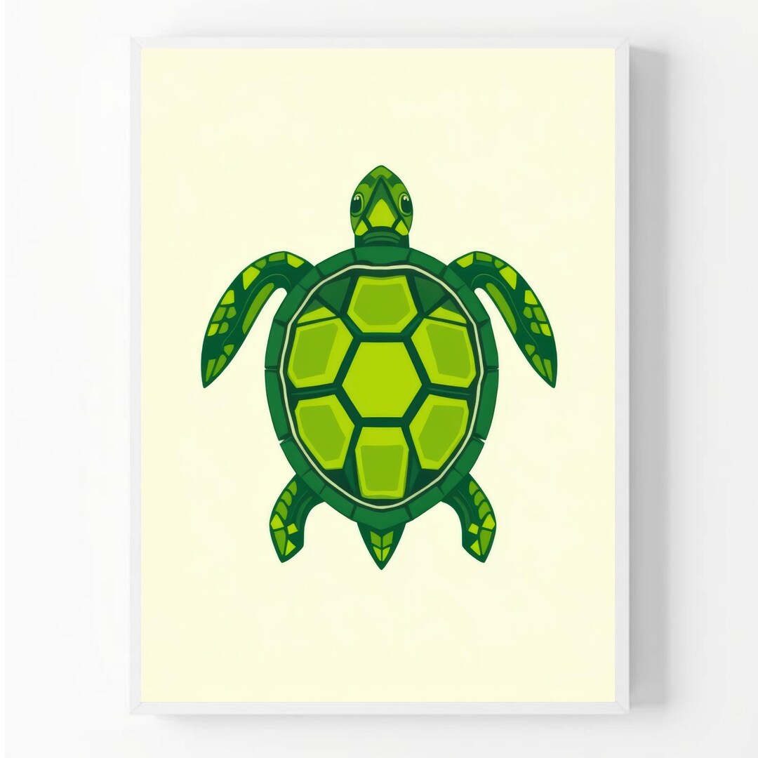 Green Turtle - Bold Animal Art Print, Modern Digital Wall Art ...