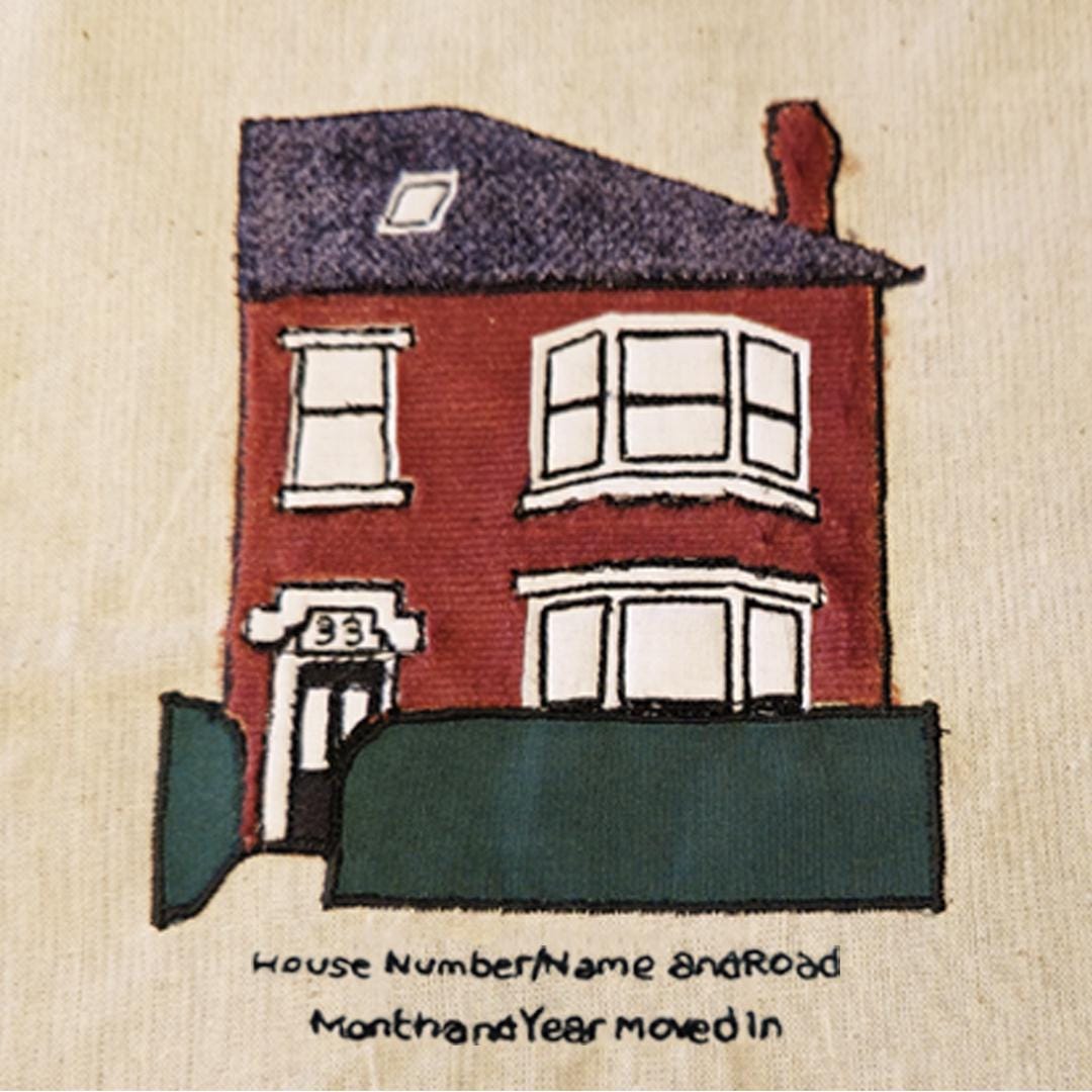Unframed Personalised Stitched House/new Home Picture - First Home Gift ...