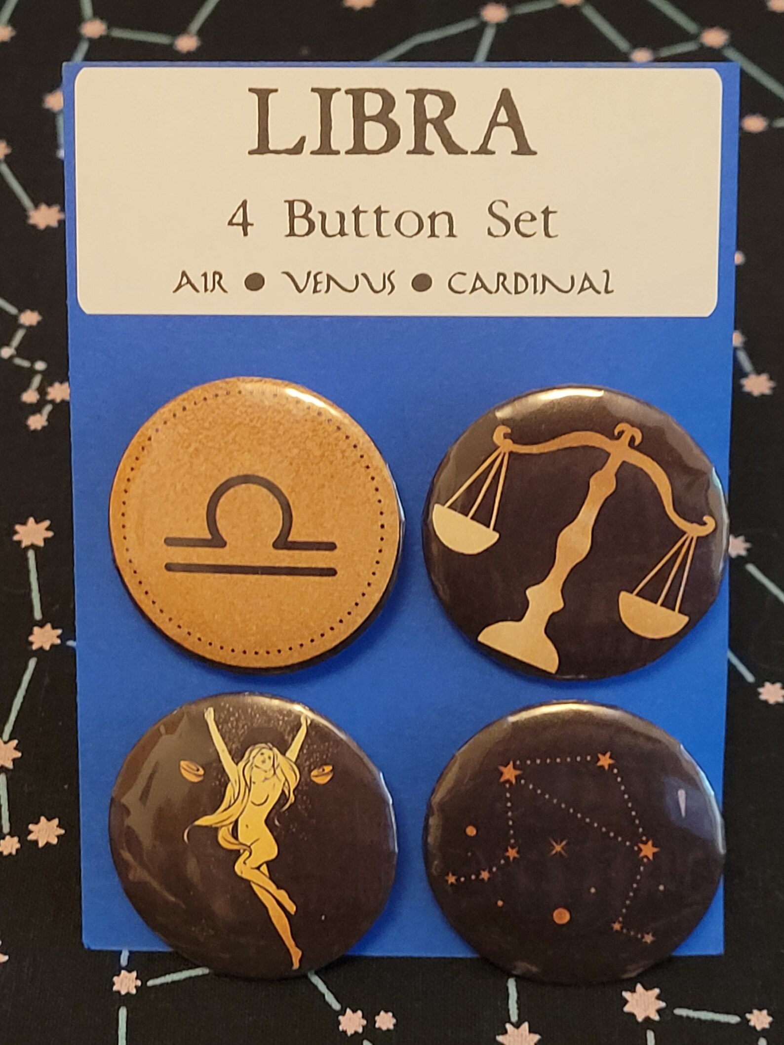 Libra Zodiac Button Set - 4 1.25" Buttons - Etsy