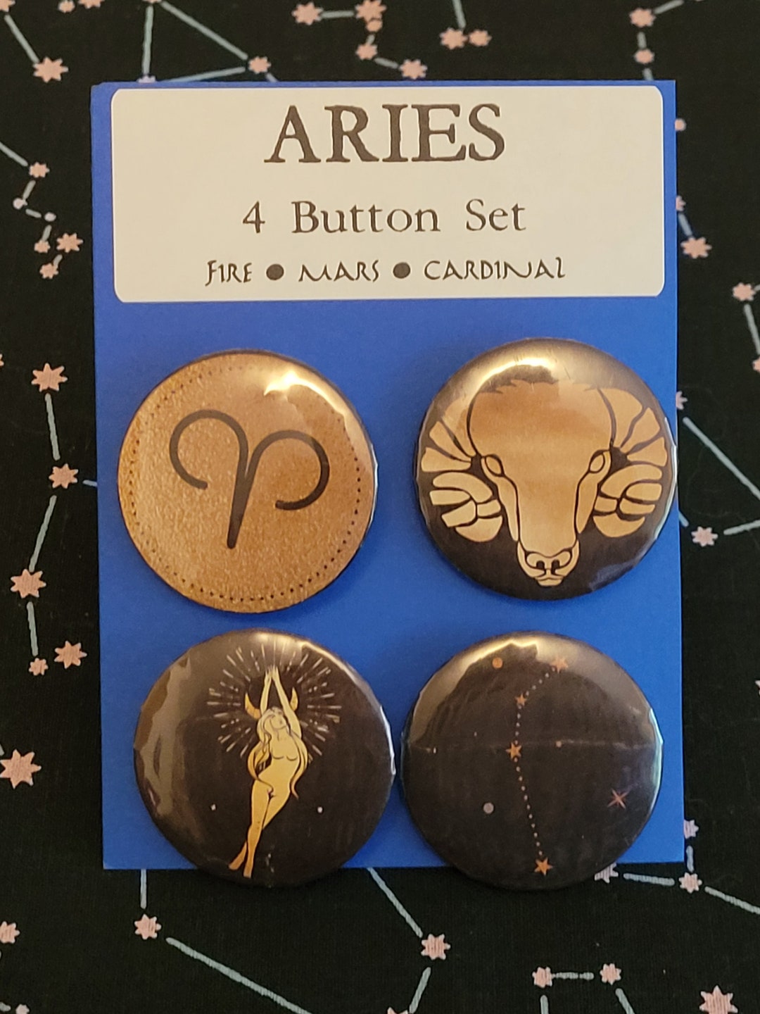 Aries Zodiac Button Set - 4 1.25" Buttons - Etsy