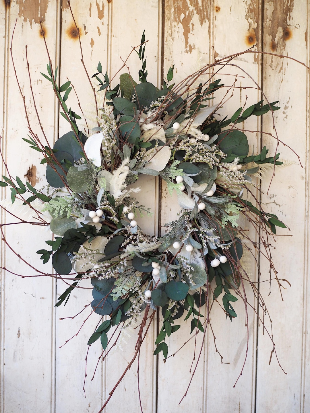Winter Bracken Wreath - Winter Wreath - Natural Wreath - Birch Wreath ...