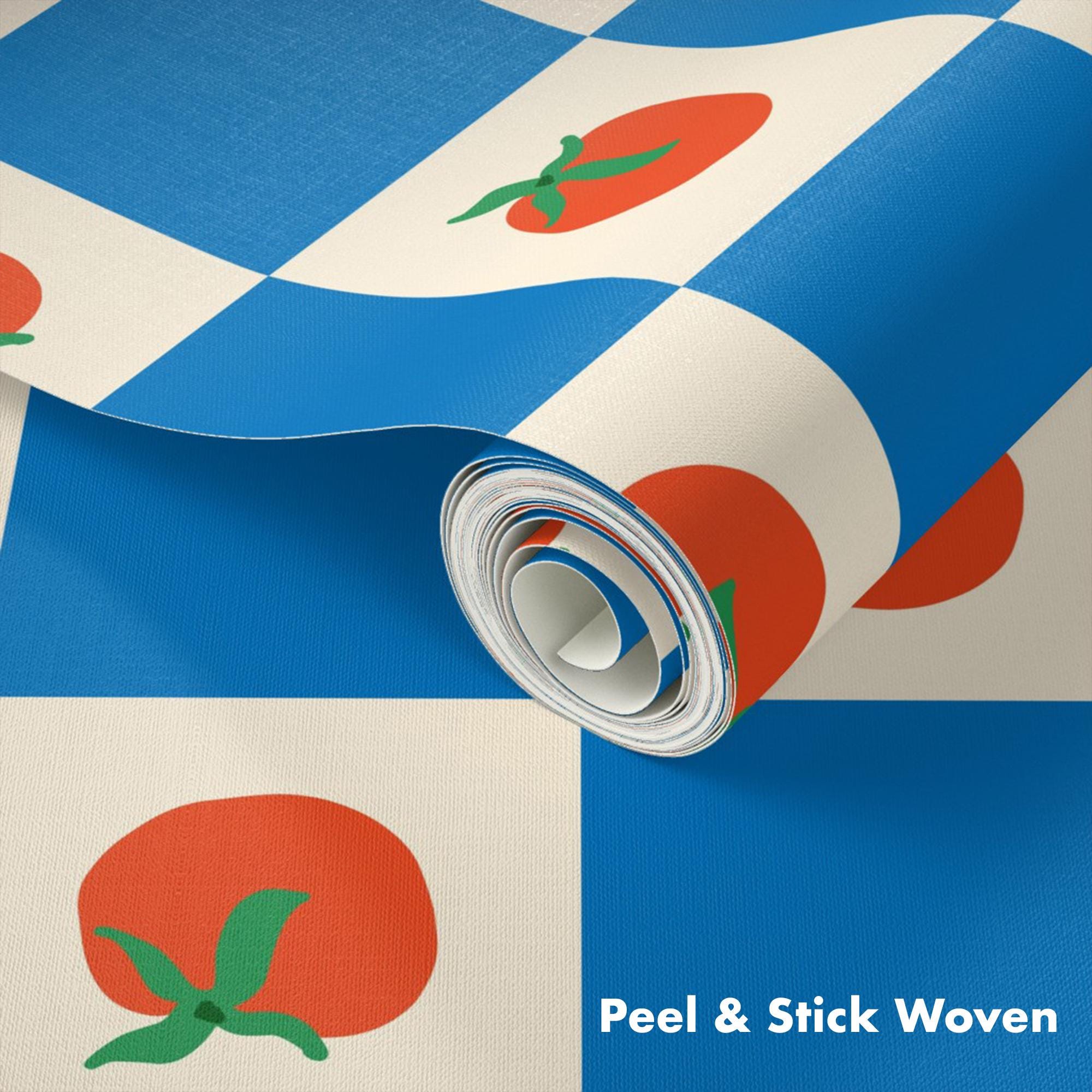 Tomato Checkerboard Peel and Stick Wallpaper: Fun Retro Farmhouse ...