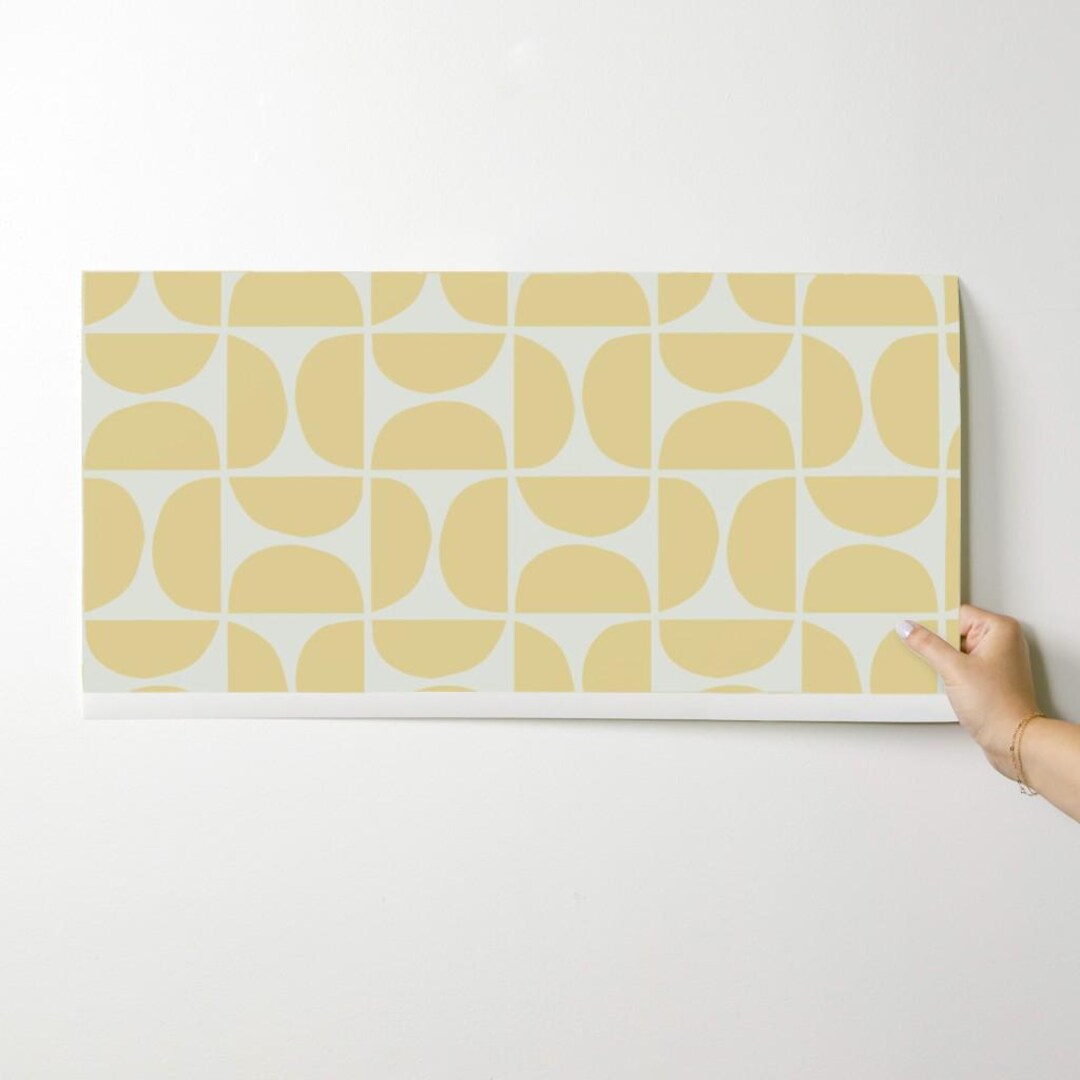 Light Yellow Tile Wallpaper: Mid Century Modern Kitchen Backsplash (non ...